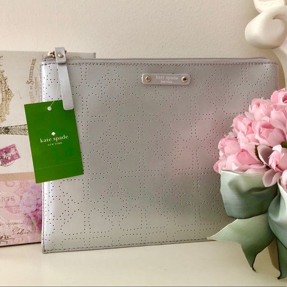 kate spade | Accessories | Kate Spade Large Silver Pouch | Poshmark